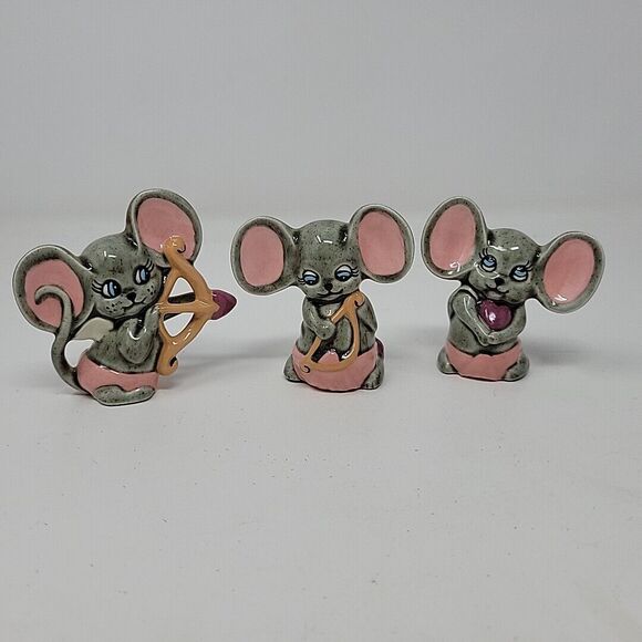 Unbranded | Accents | Vintage Mouse Cherub Heart Mice 3 Hand Painted ...